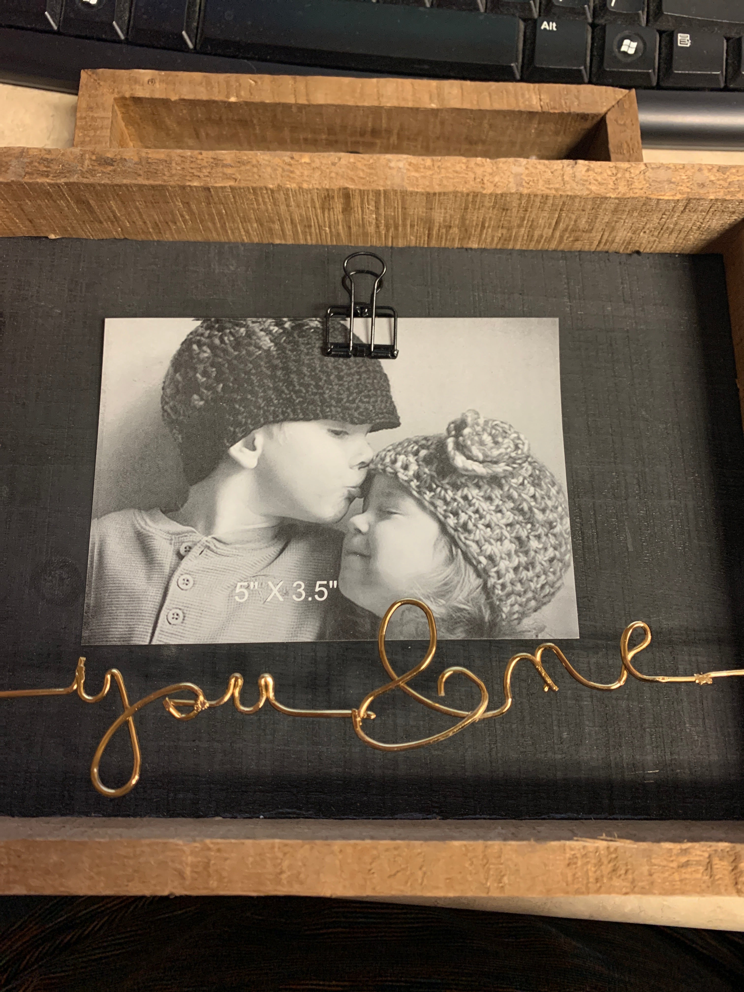 Wood You and Me Shadowbox Photo Frame with Metal Script – Scraps